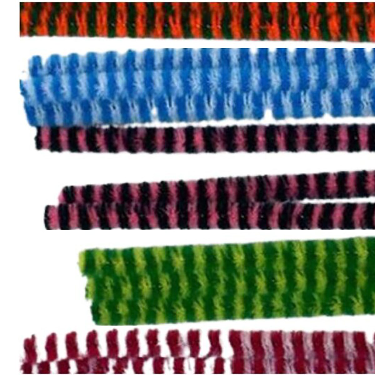 12" x 6mm Assorted Striped Pipe Cleaners - DBLG Import