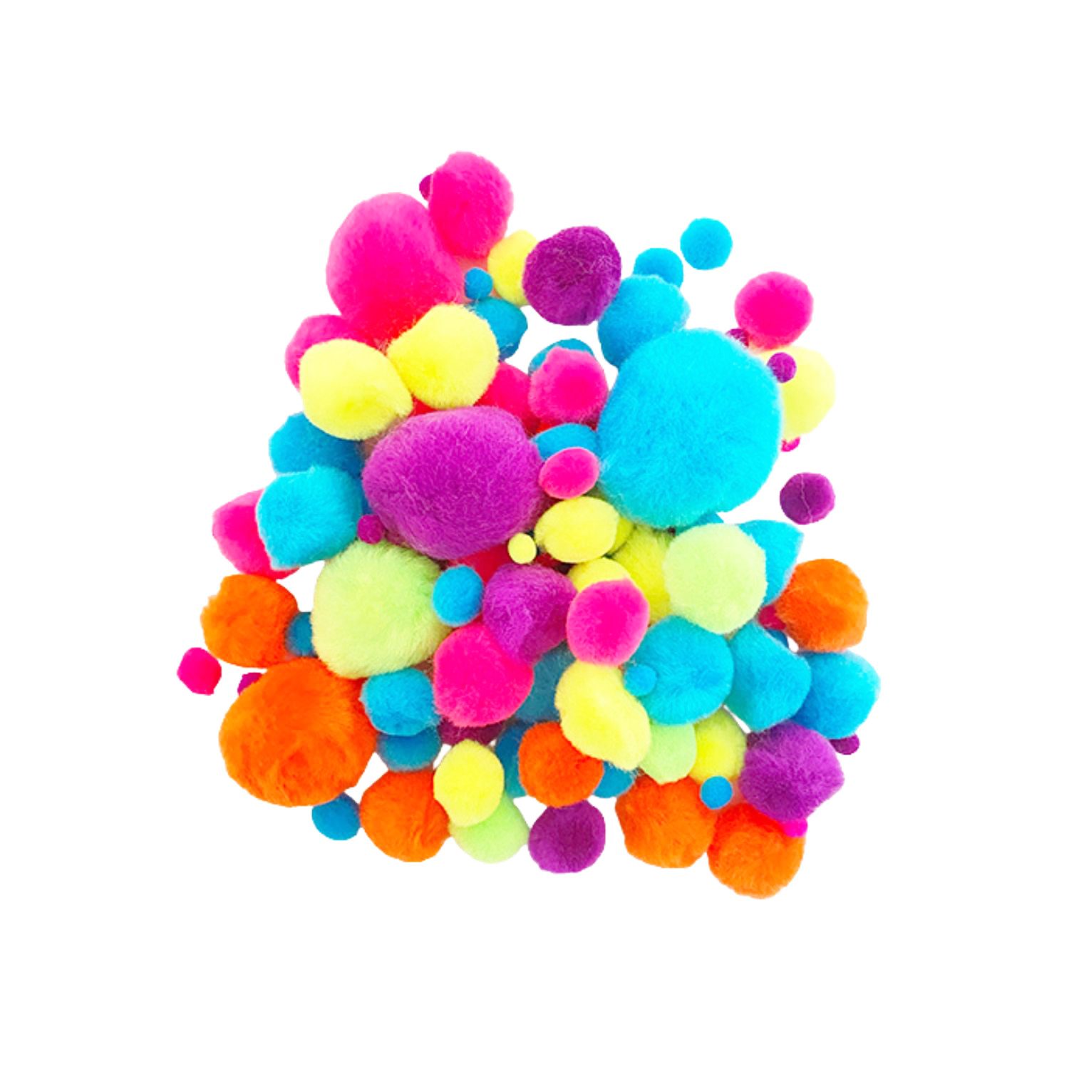 Assorted Size And Colour Neon Pom Poms - DBLG Import