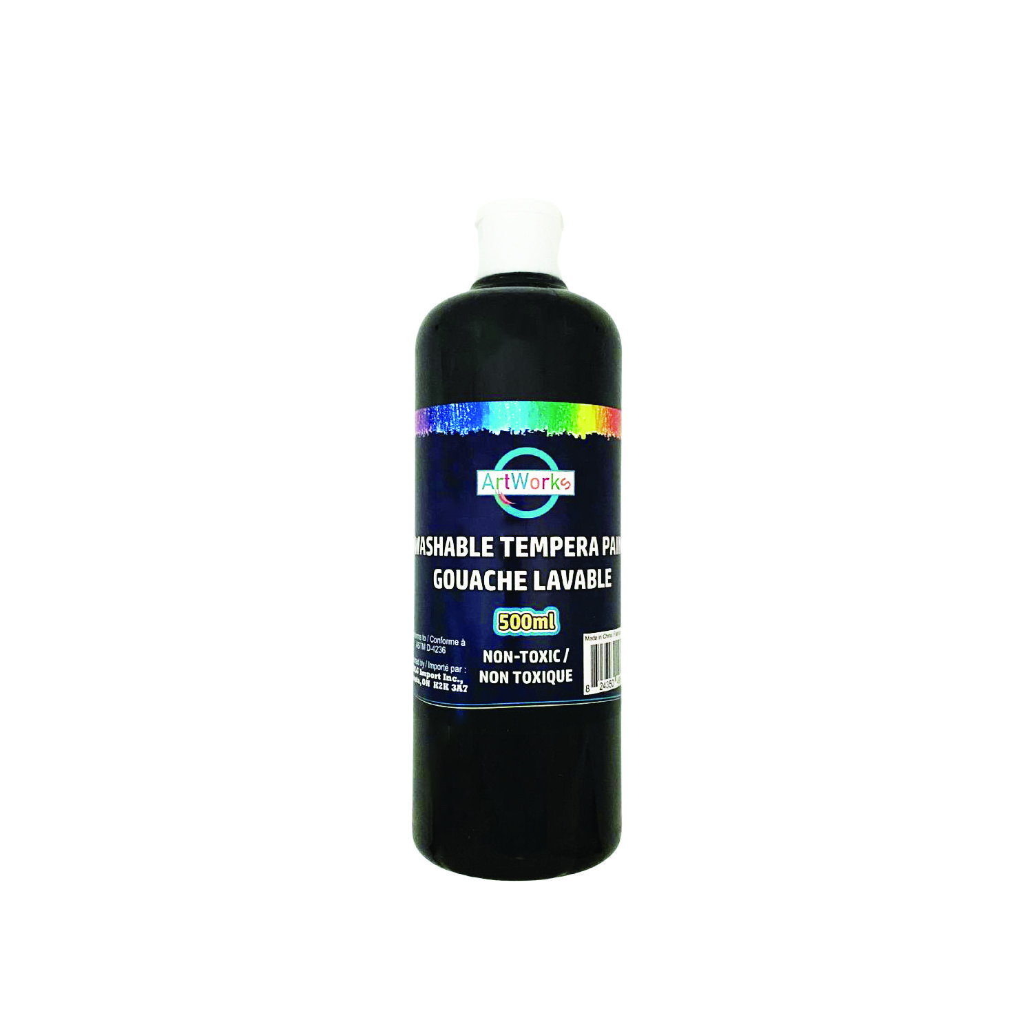500ml Black Washable Tempera Paint - DBLG Import