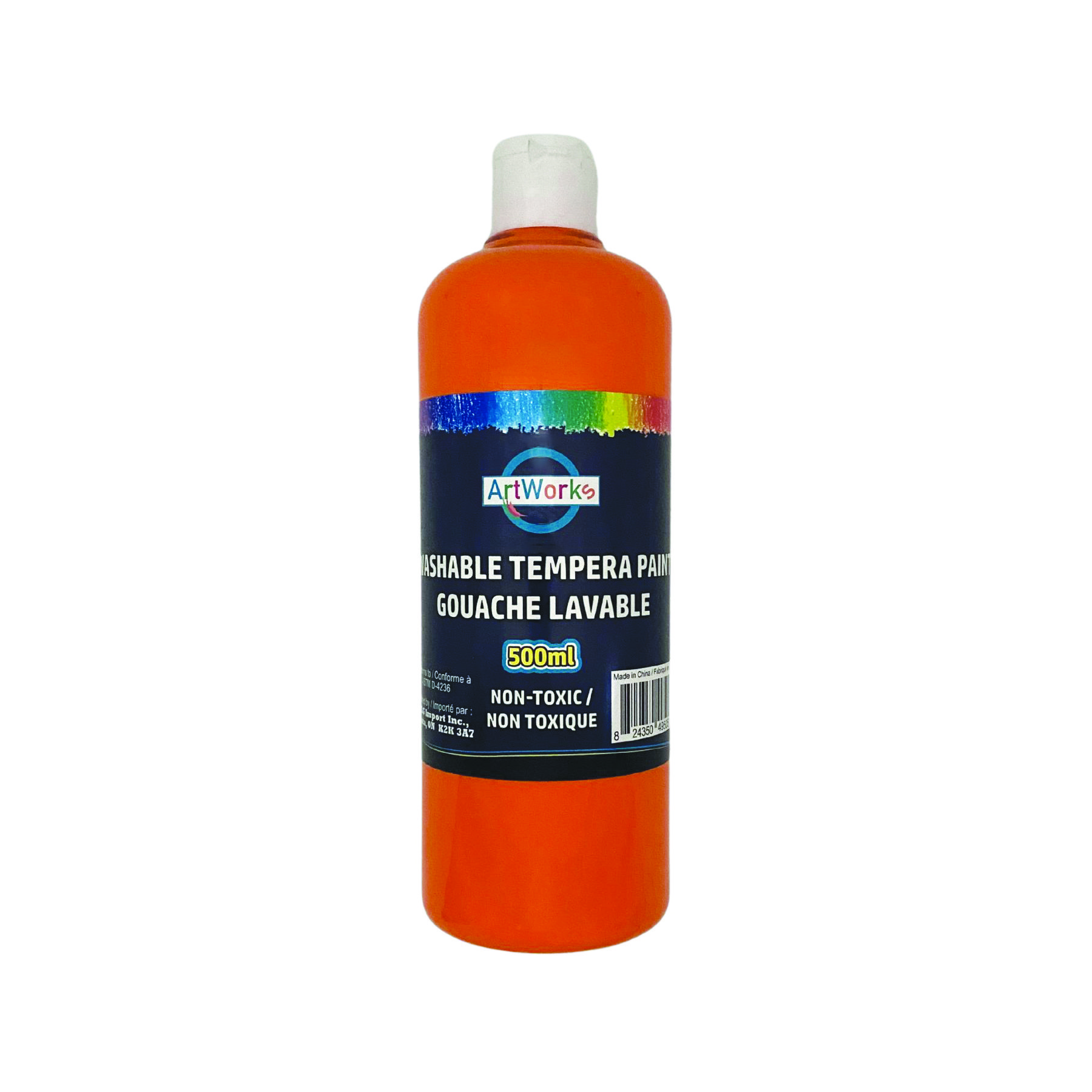 500ml Orange Washable Tempera Paint - DBLG Import