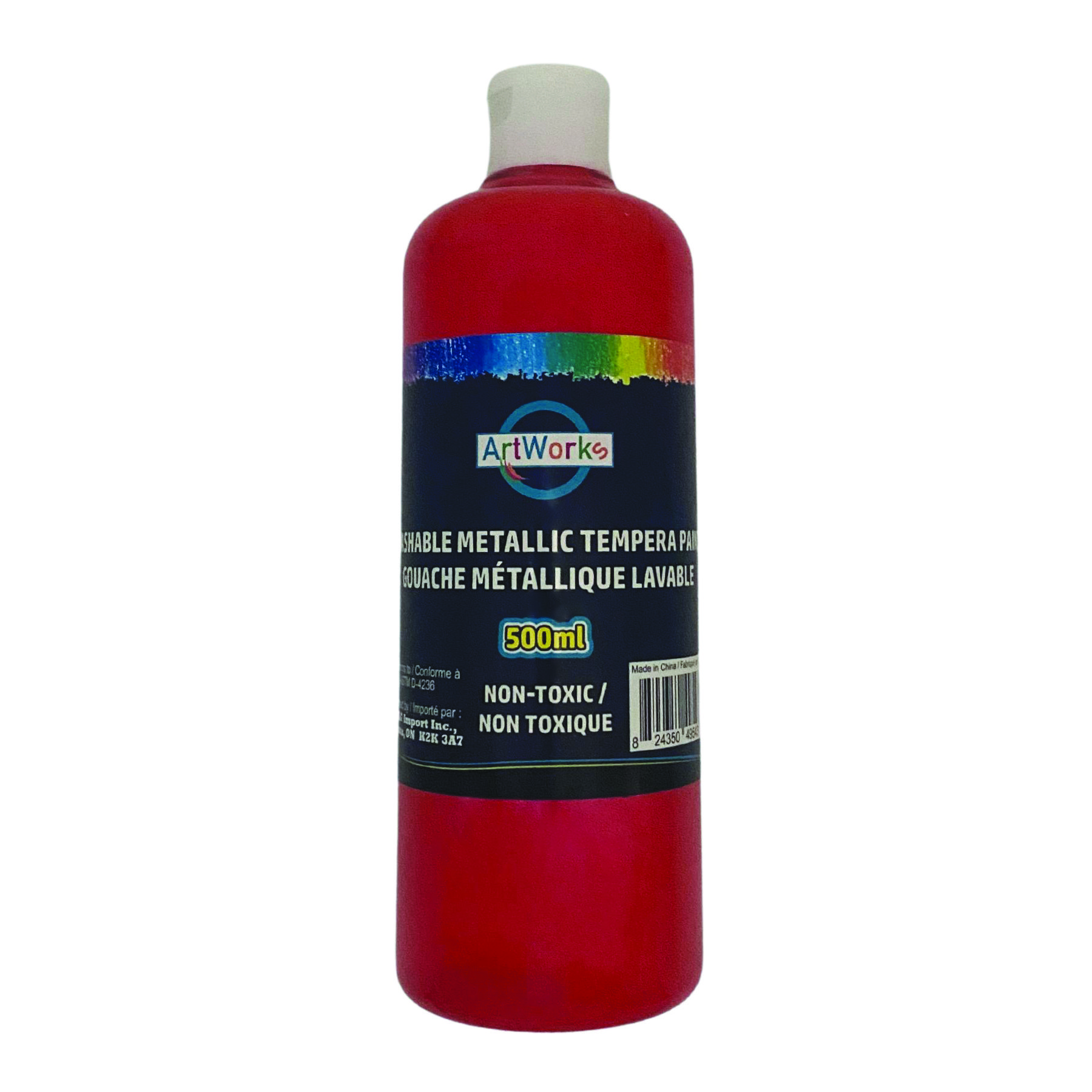 500ml Metallic Red Washable Tempera Paint - DBLG Import