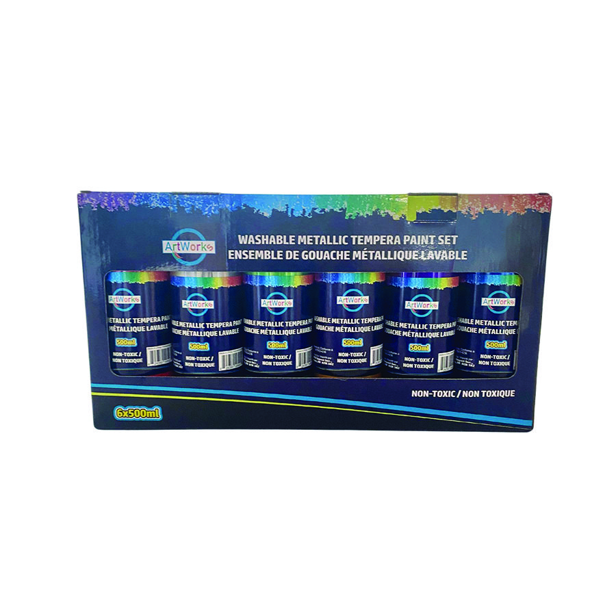 Metallic liquid tempera paint set, 6 x 500ml - DBLG Import