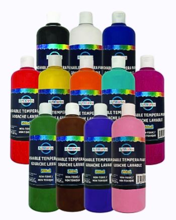 12-bottle 500ml liquid tempera paint set - DBLG Import
